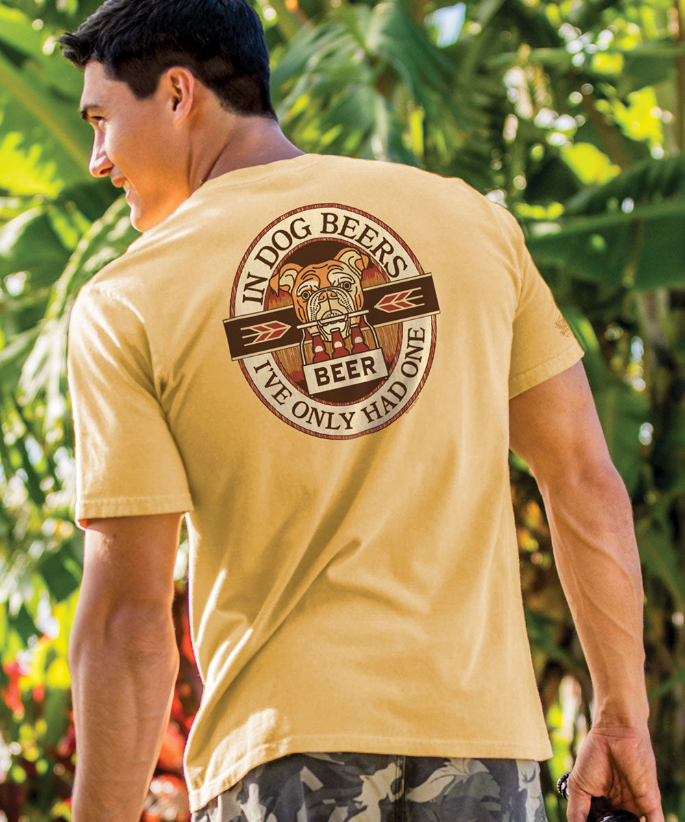 In Dog Beers T-Shirt | Men's Beer Dyed Short-Sleeve Crewneck
