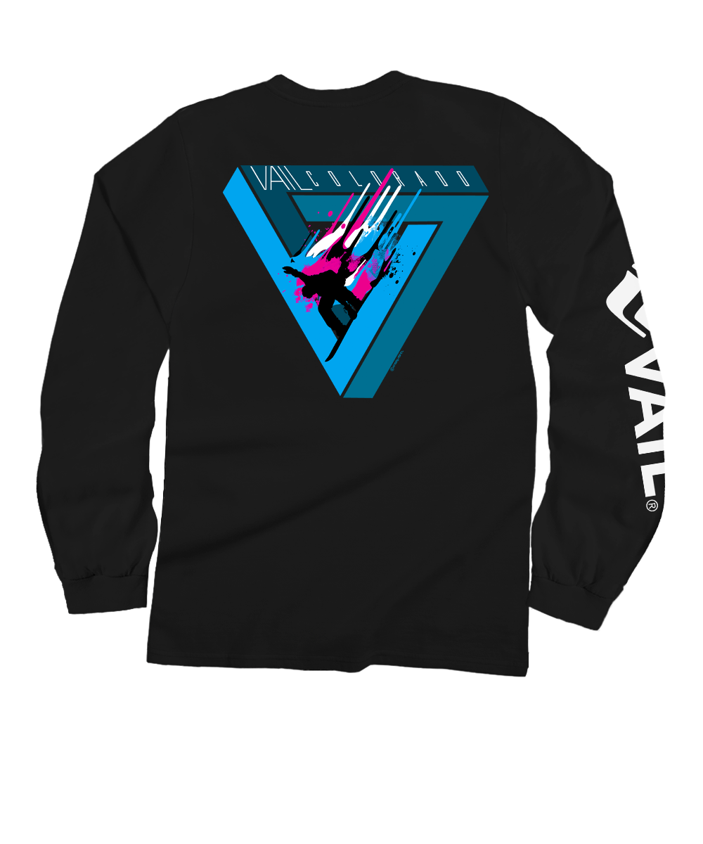 Vail Resort Vail Triangle - Black Long Sleeve Crewneck T-Shirt