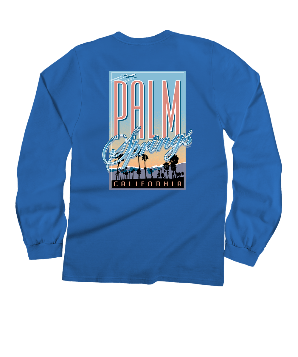 Fly Palm Springs - Blue Hawaii Dyed Long Sleeve Crewneck T-Shirt