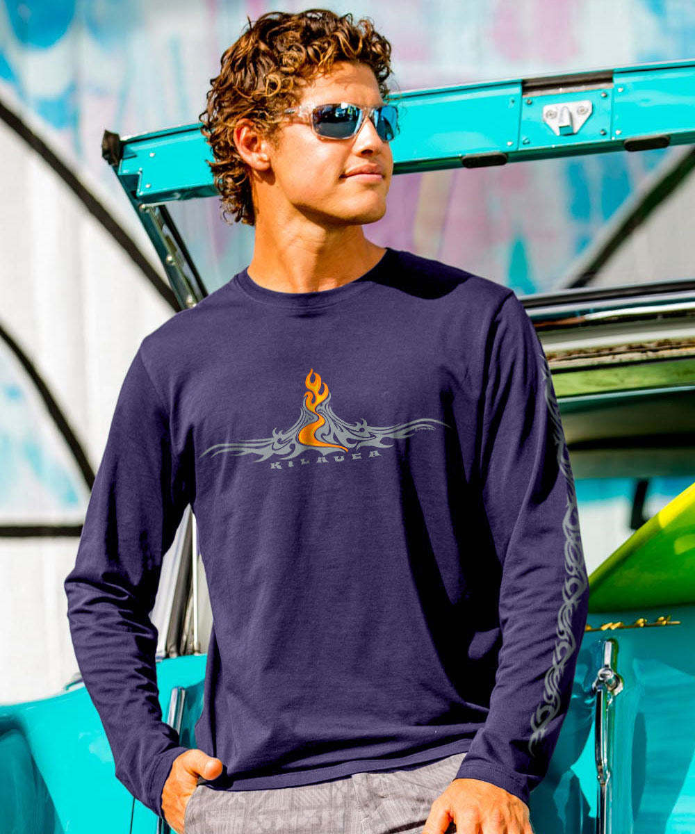 Kilauea Tattoo - Indigo Long Sleeve Pima T-Shirt