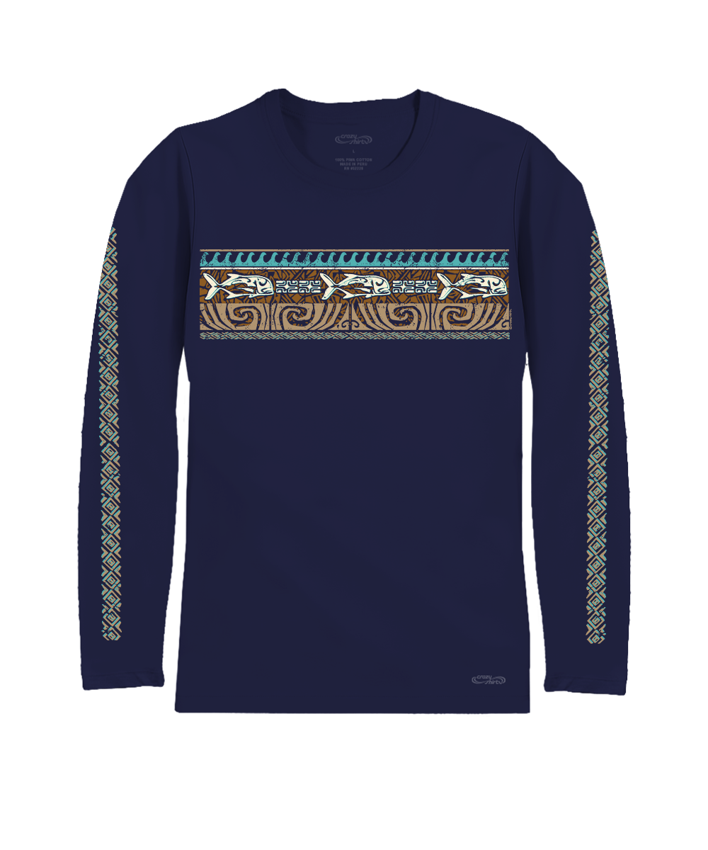 Tribal Ulua Band - Indigo Long Sleeve Pima T-Shirt