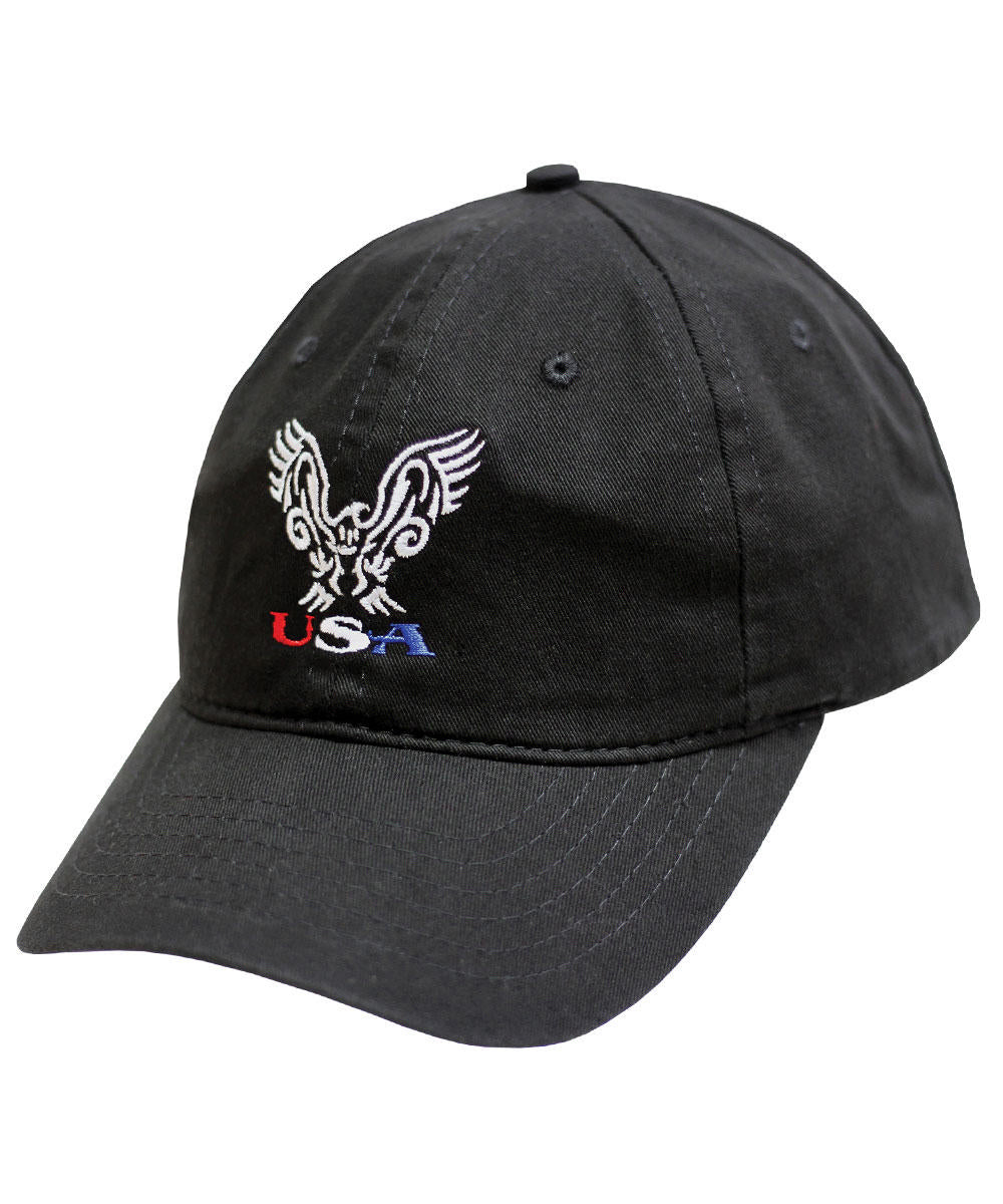 Tribal Eagle Twill Hat | Adjustable Cap in Black
