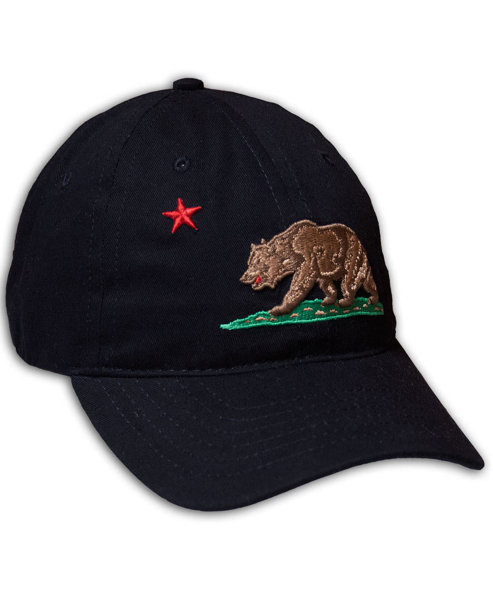 California Flag Twill Hat | Bear & Star Black Adjustable Cap