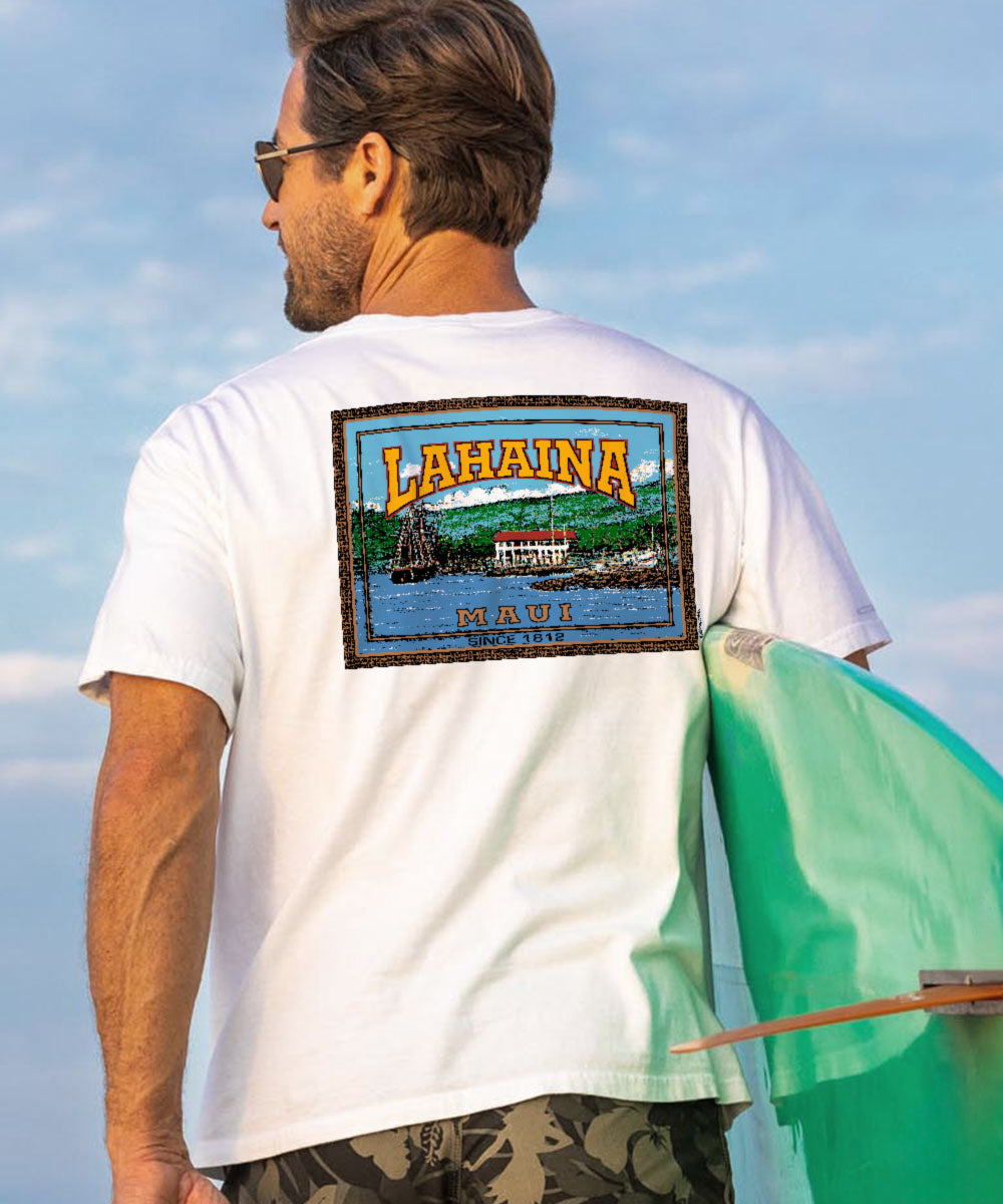 Lahaina Label T-Shirt | Men's White Short-Sleeve Crewneck