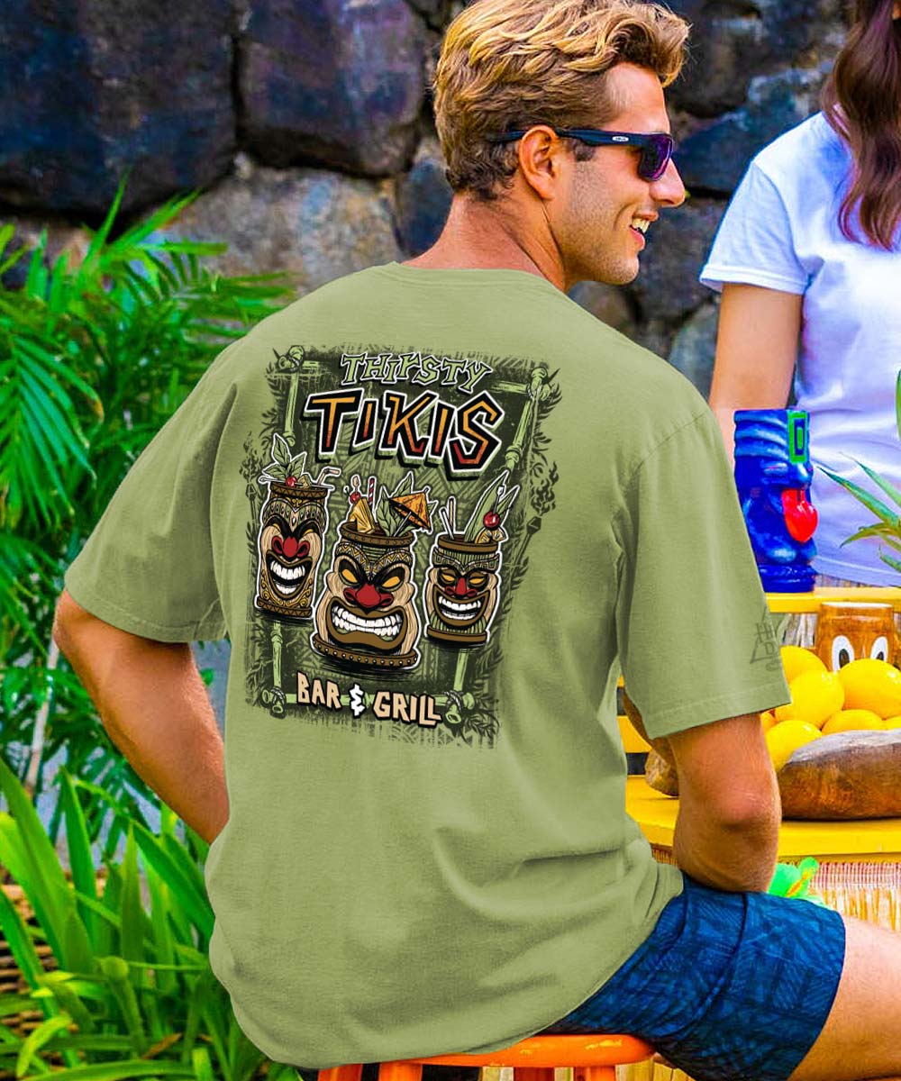 Thirsty Tikis T-Shirt | Men's Hemp Dyed Crewneck