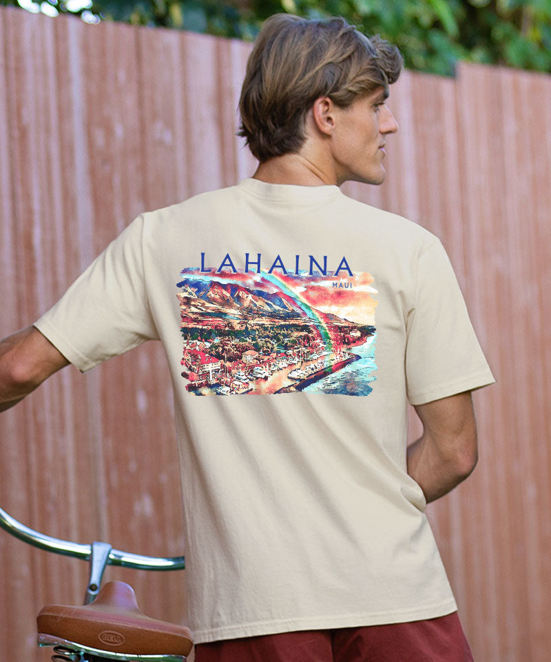 Lahaina Watercolor T-Shirt | Men's Coconut Dyed Crewneck