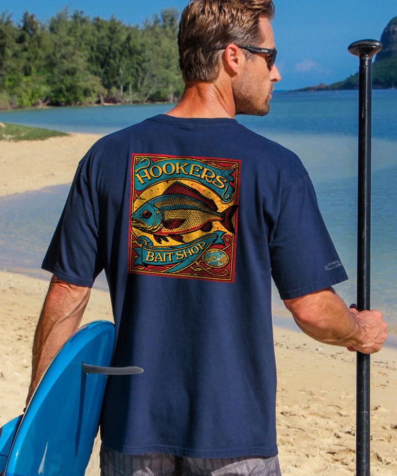Hookers Bait Shop T-Shirt | Men's Navy Blue Crewneck